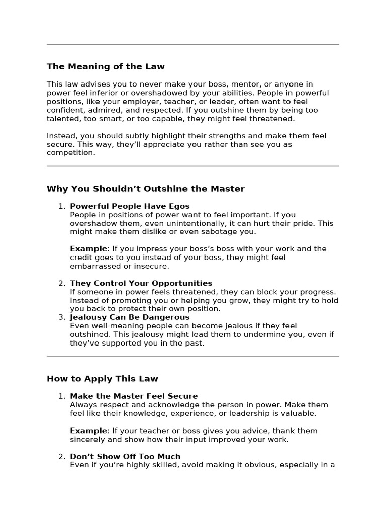 1.never Outshine The Master. | PDF | Social Psychology