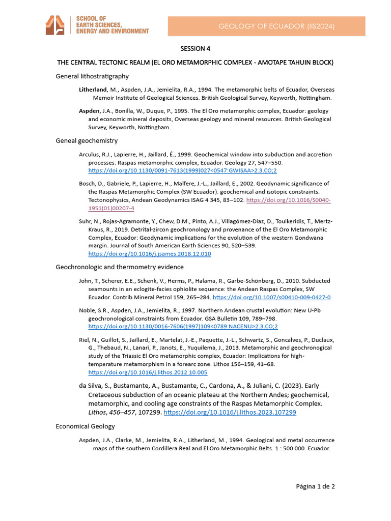 GEOLOGY OF ECUADOR - session 4 | PDF | Geological Formation | Geology