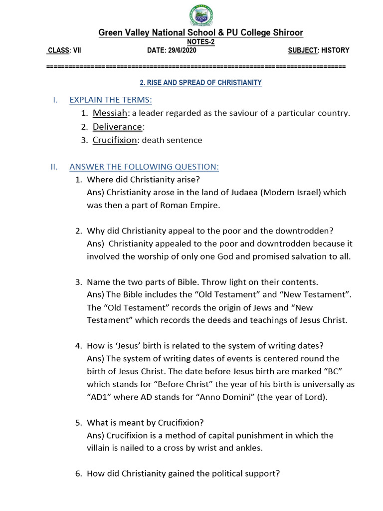 2.Rise and spread of christianity. | PDF