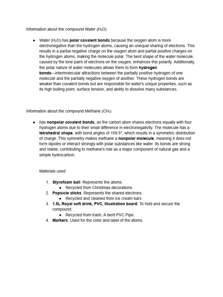 Information About The Compound Water (H O) | PDF