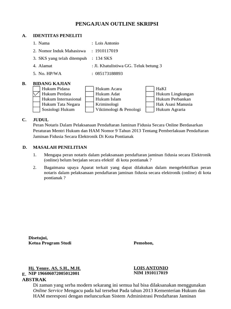 Form Pengajuan Outline | PDF