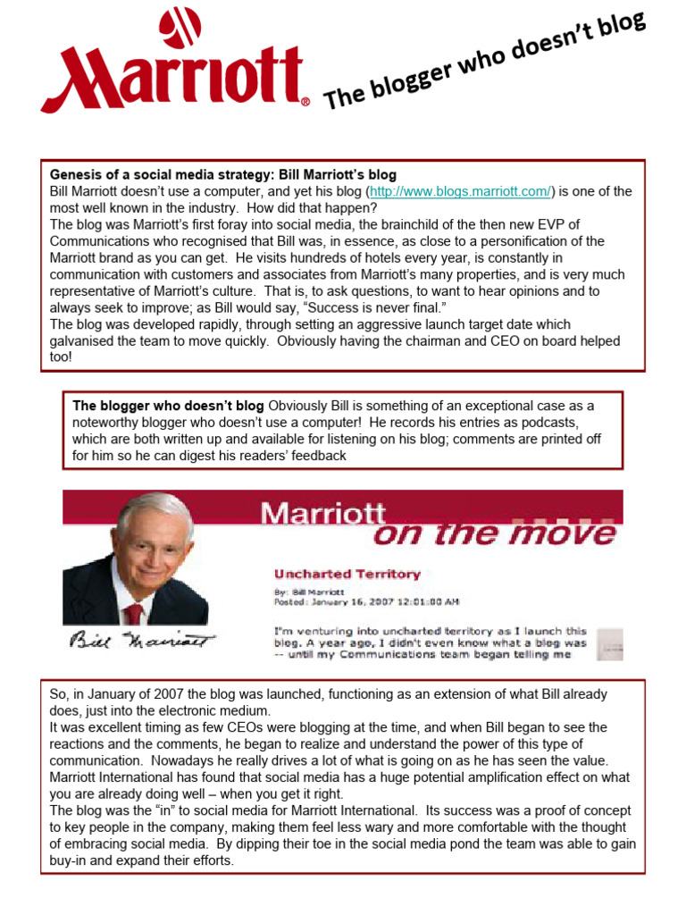 Bill Marriott's Social Media Strategy Insights | PDF | Social Media ...