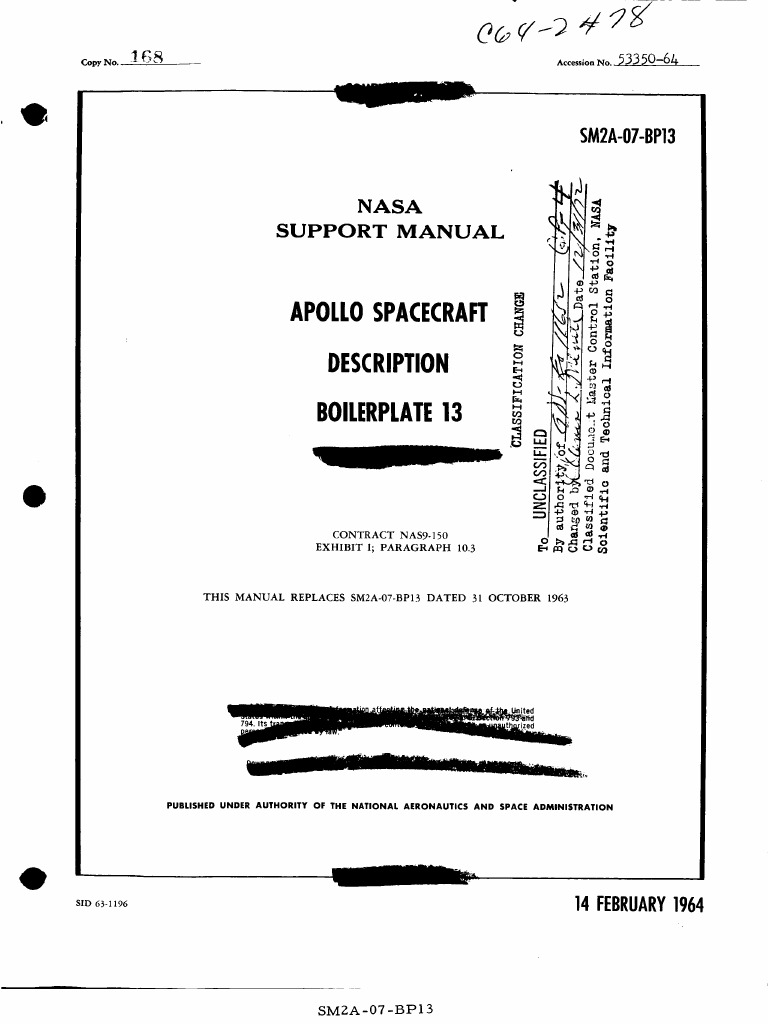 Spacecraft Description Boilerplate 13 | PDF | Apollo Command/Service ... Spacecraft Description Boilerplate 13 | PDF | Apollo Command/Service ...