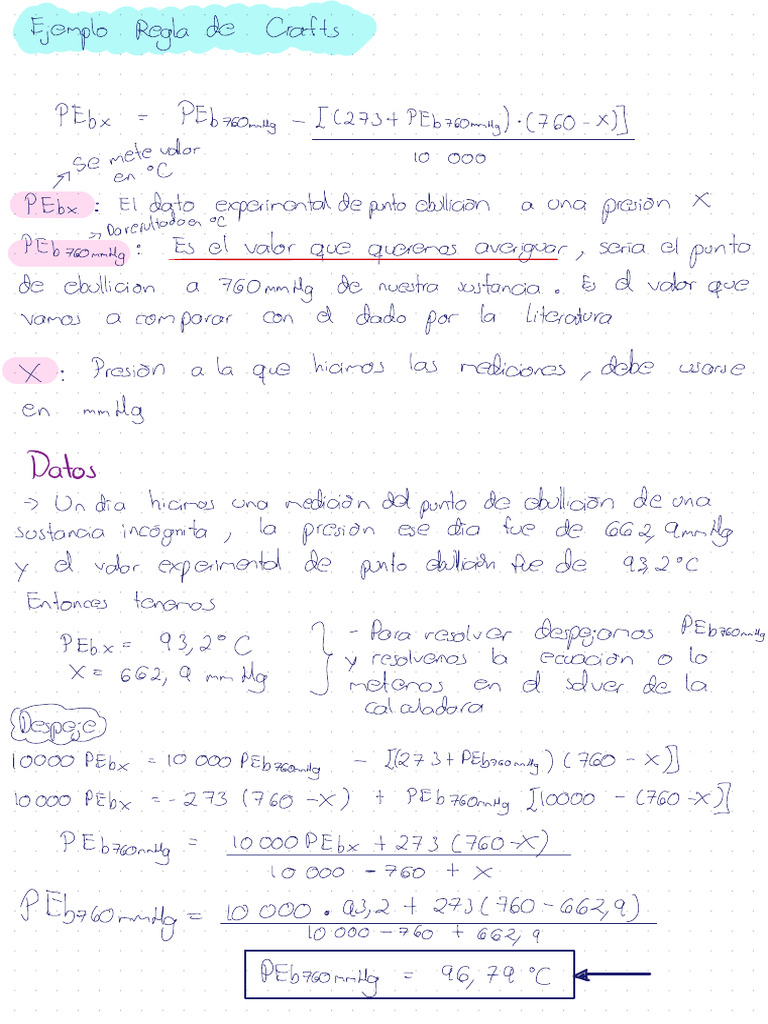 Guía de la Regla de Crafts y ebullición | PDF | Ecuaciones | Objetos ...