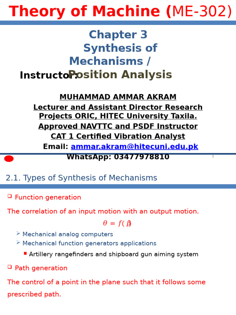 Synthesis of Mech-Position Analysis | PDF | Circle | Machines