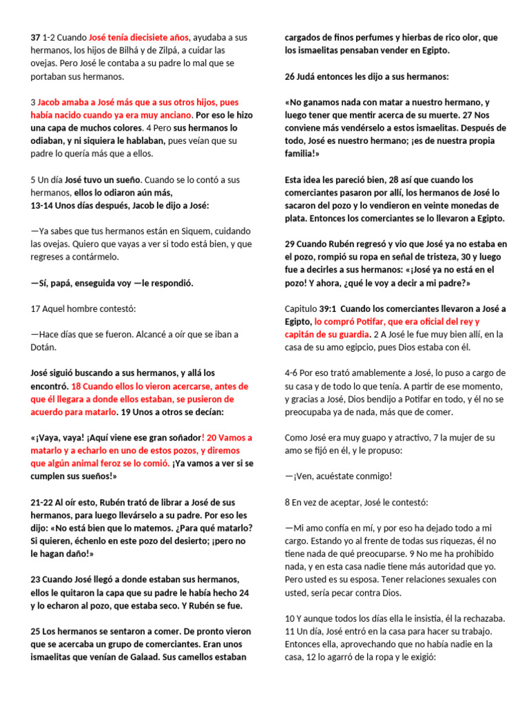 vida de Jose 37 1 | PDF | Jacob | Gente de la Torá