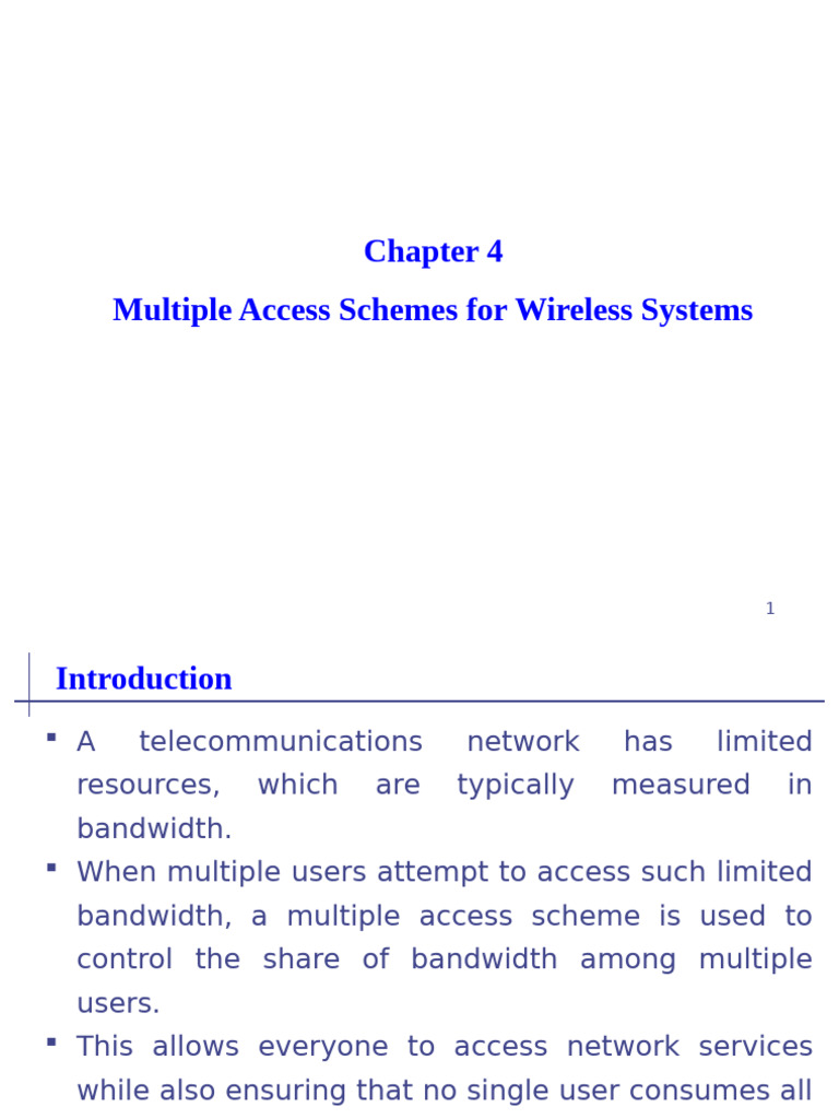Chapter 4. Multiple Access Schemes | PDF | Channel Access Method | Orthogonal Frequency Division ...