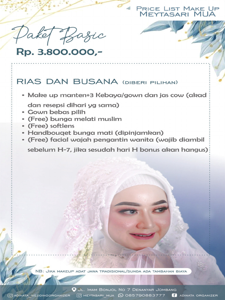 Pricelist Meytasari MUA 2020 | PDF