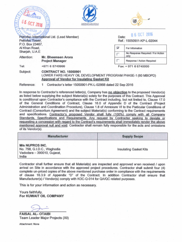 KOC Project Approval Letter | PDF