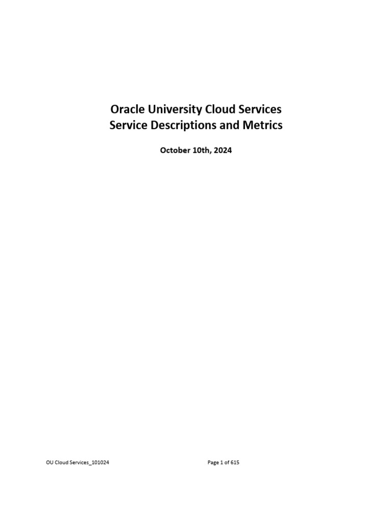 Oracle University Cloud Services Metrics And Service Descriptions Pdf Cloud Computing 8861