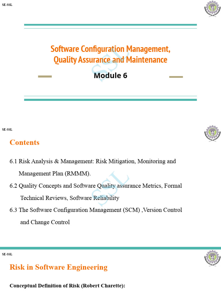 Module 6 - Software Configuration Management, Quality Assurance and ...