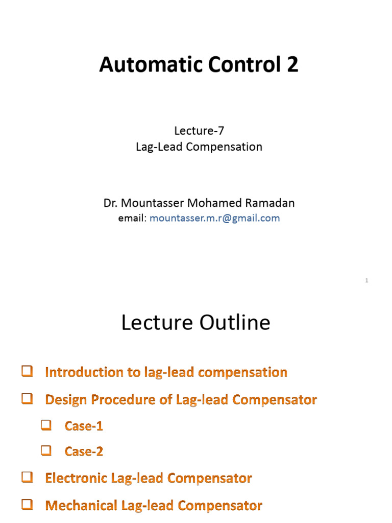 Lecture - 7 - Lag - Lead - Compensation Design by The Time Response ...