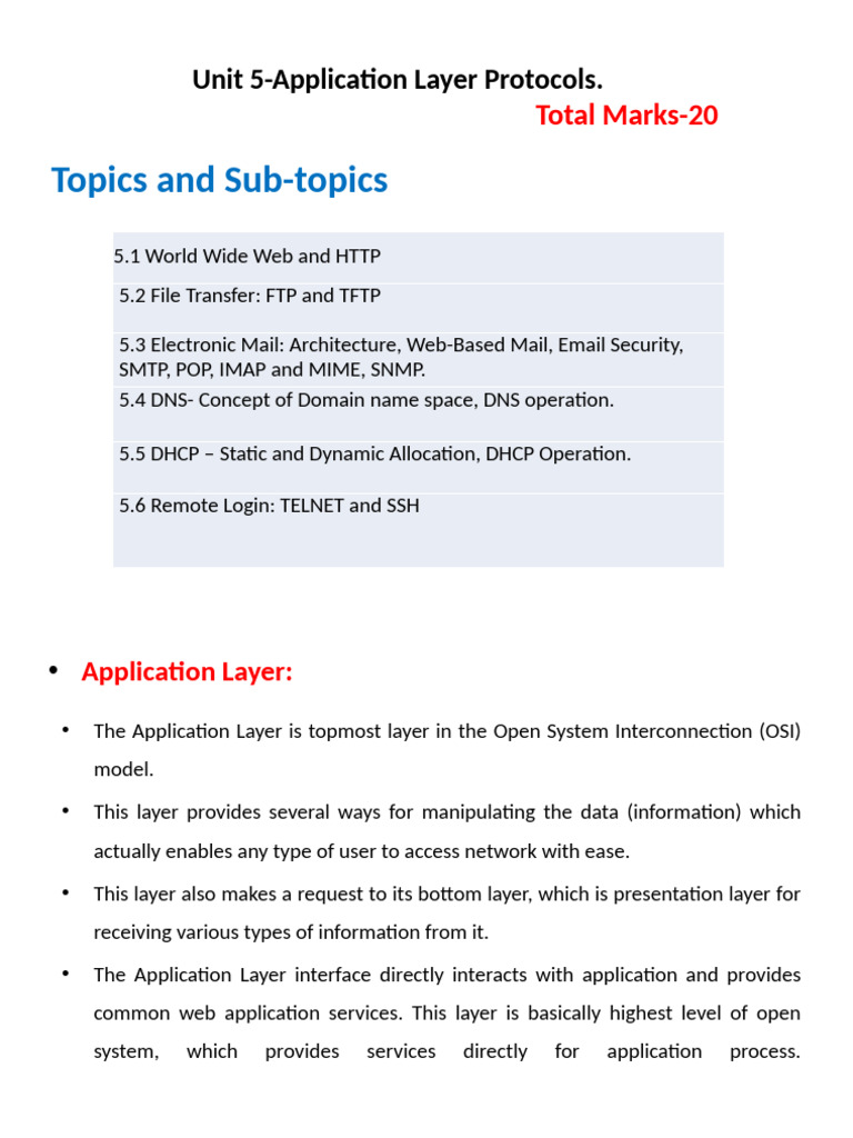 Unit 5-Application Layer Protocols-1 | PDF | World Wide Web | Internet & Web