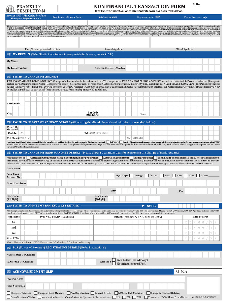 Common Transaction Form Non Financial J5gcbqob en in | PDF