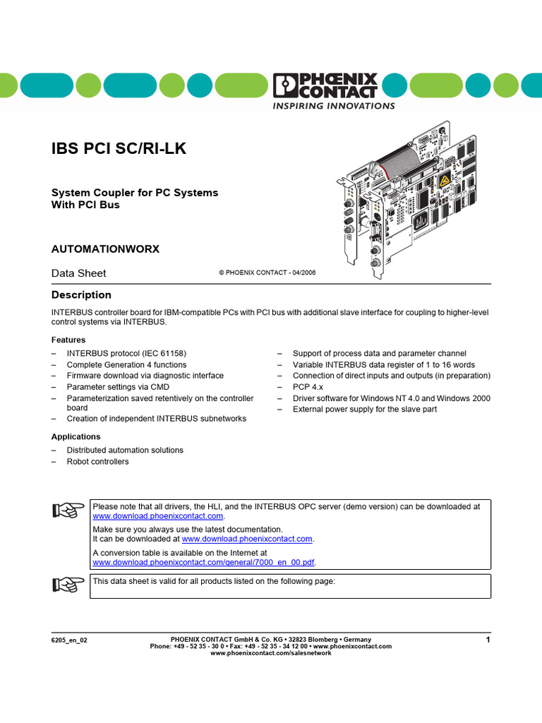 INTERBUS PCI Controller Board Data Sheet | PDF | Device Driver ...