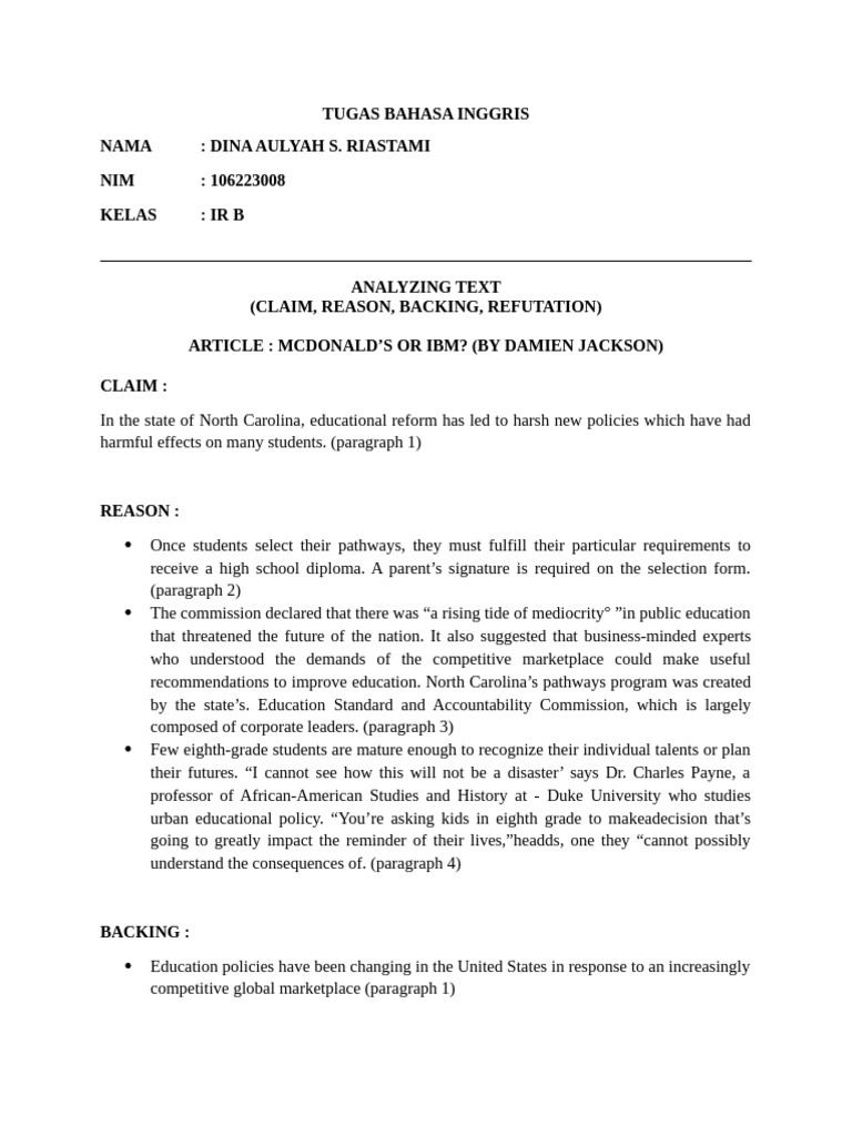Tugas Article Analyzing Argument | PDF
