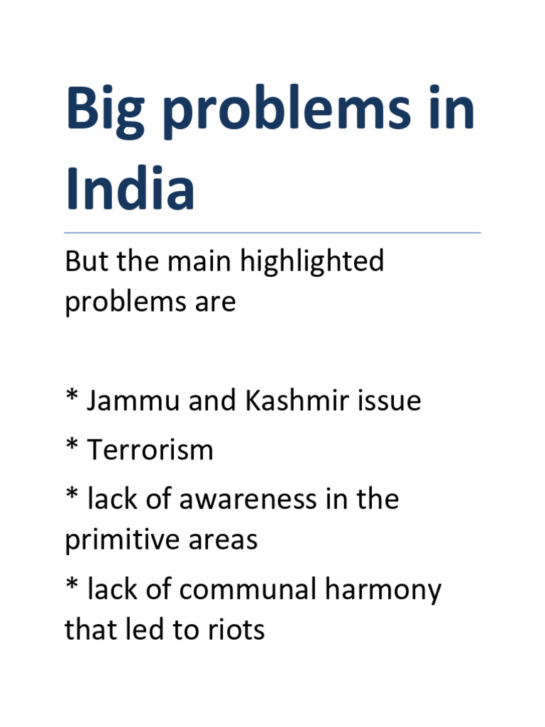 Big Problems in India | PDF