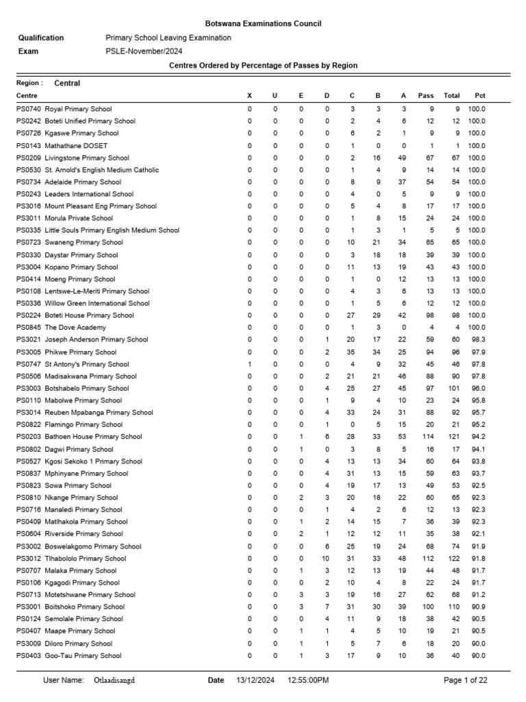 PSLE 2024 Results by School Performance | PDF