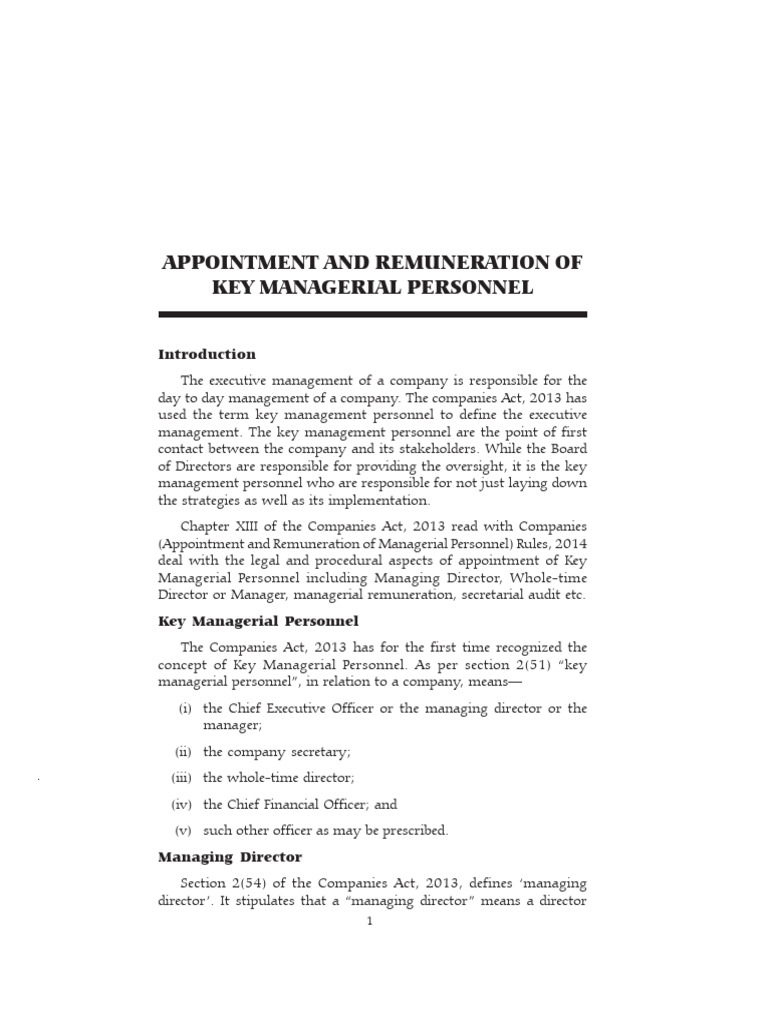 APPOINTMENT & REMUNERATION Cover.p65 | PDF | Governance | Private Law