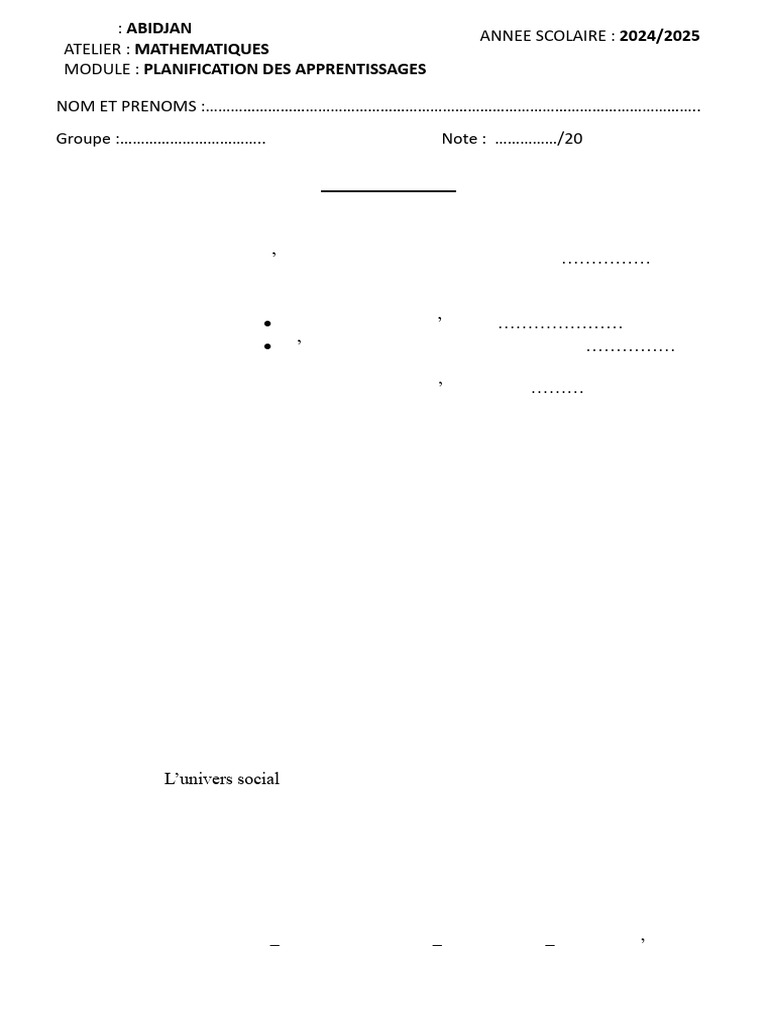 Pre Test. | PDF | Mathématiques | Pédagogie