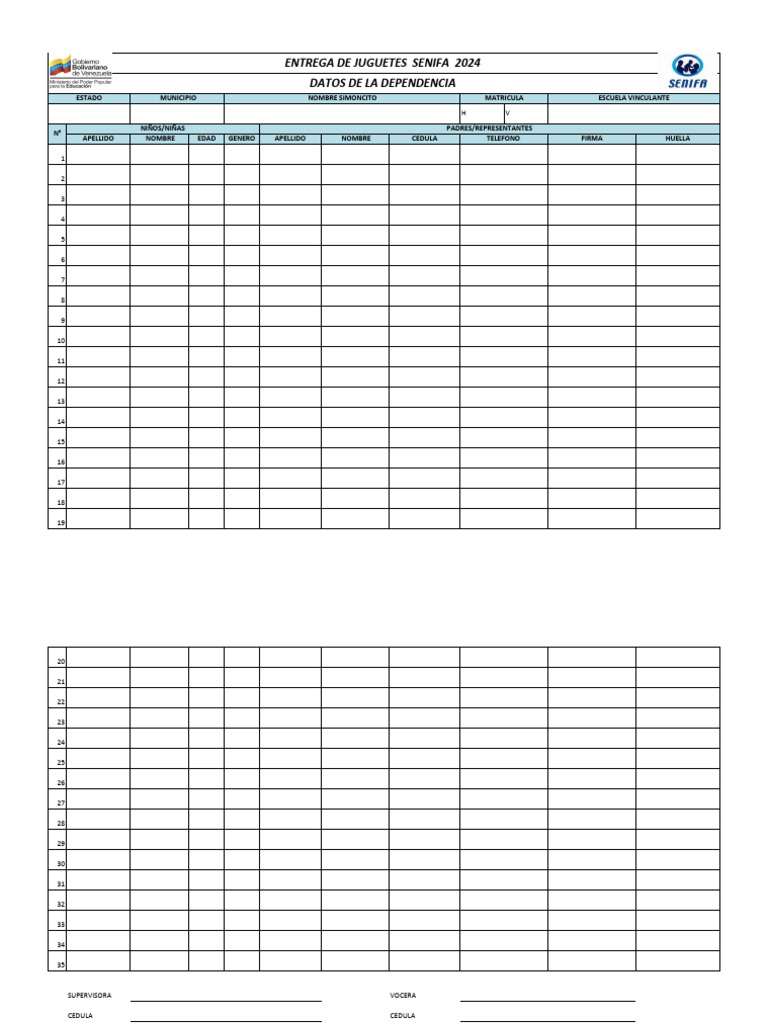 Registro de Entrega de Juguetes SENIFA 2024 | PDF