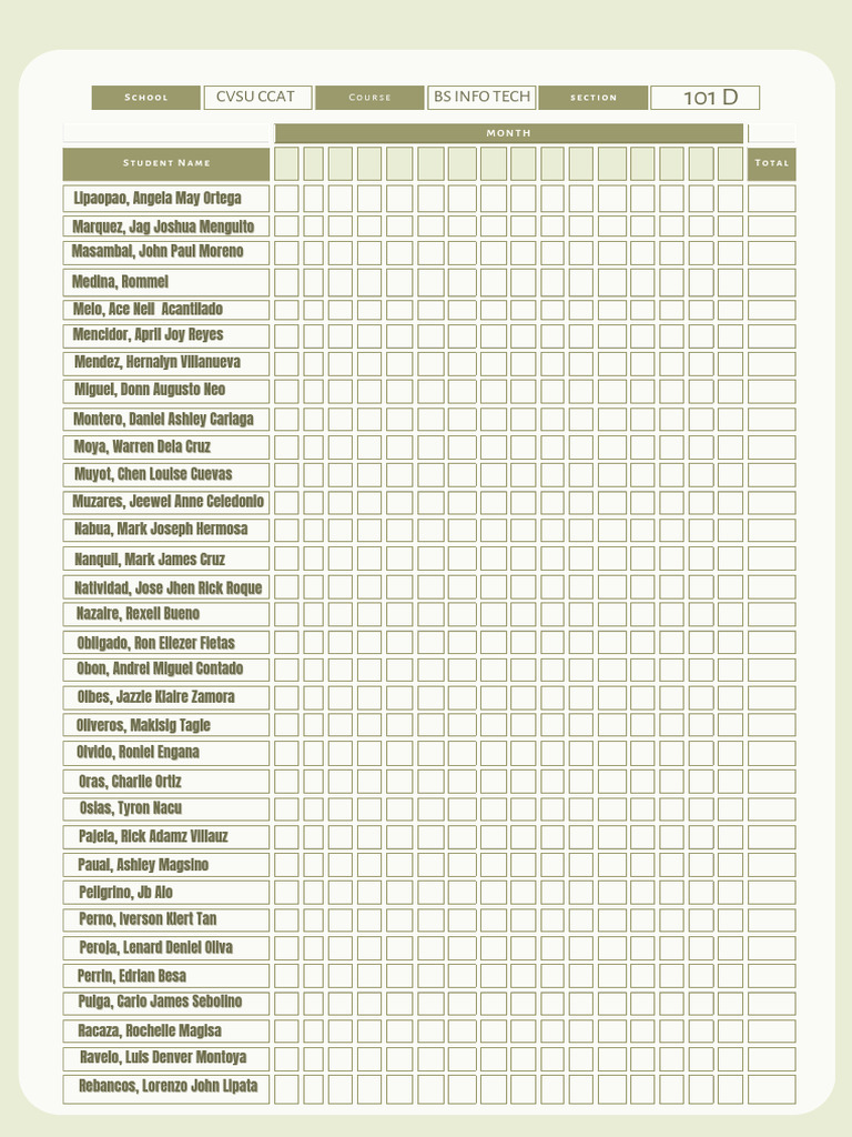 Attendance List in Green and Yellow Watercolor Floral Style PDF | PDF