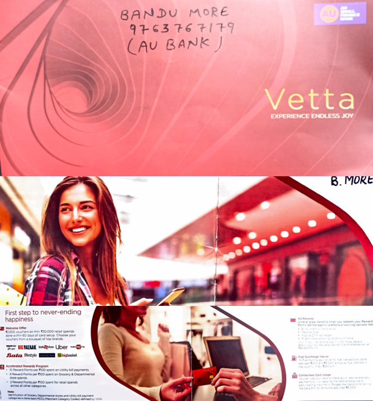 AU Vetta Credit Card Brochure | PDF | Financial Technology | Finance ...