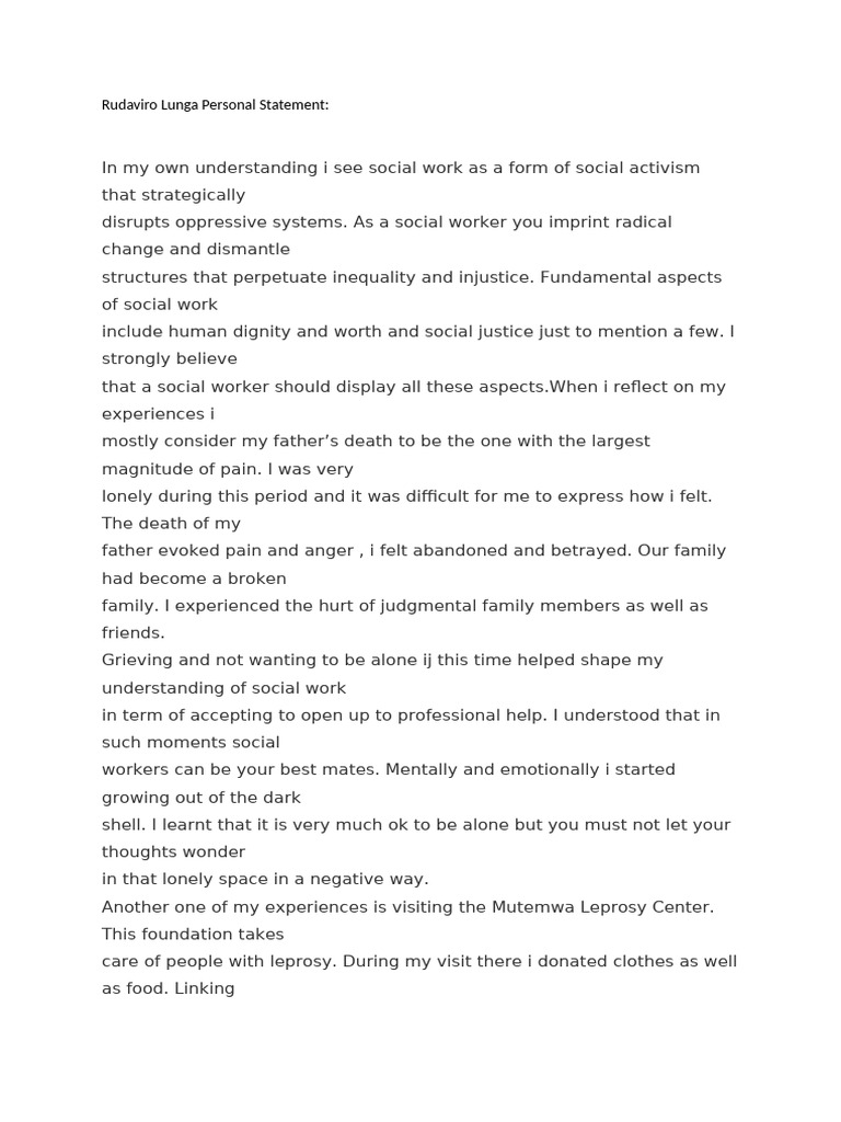University Personal Statement | PDF | Social Psychology | Psychological ...