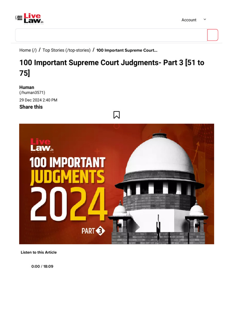 100 Important Supreme Court Judgments - Part 3 (51 To 75) | PDF | Supreme Court Of The United ...