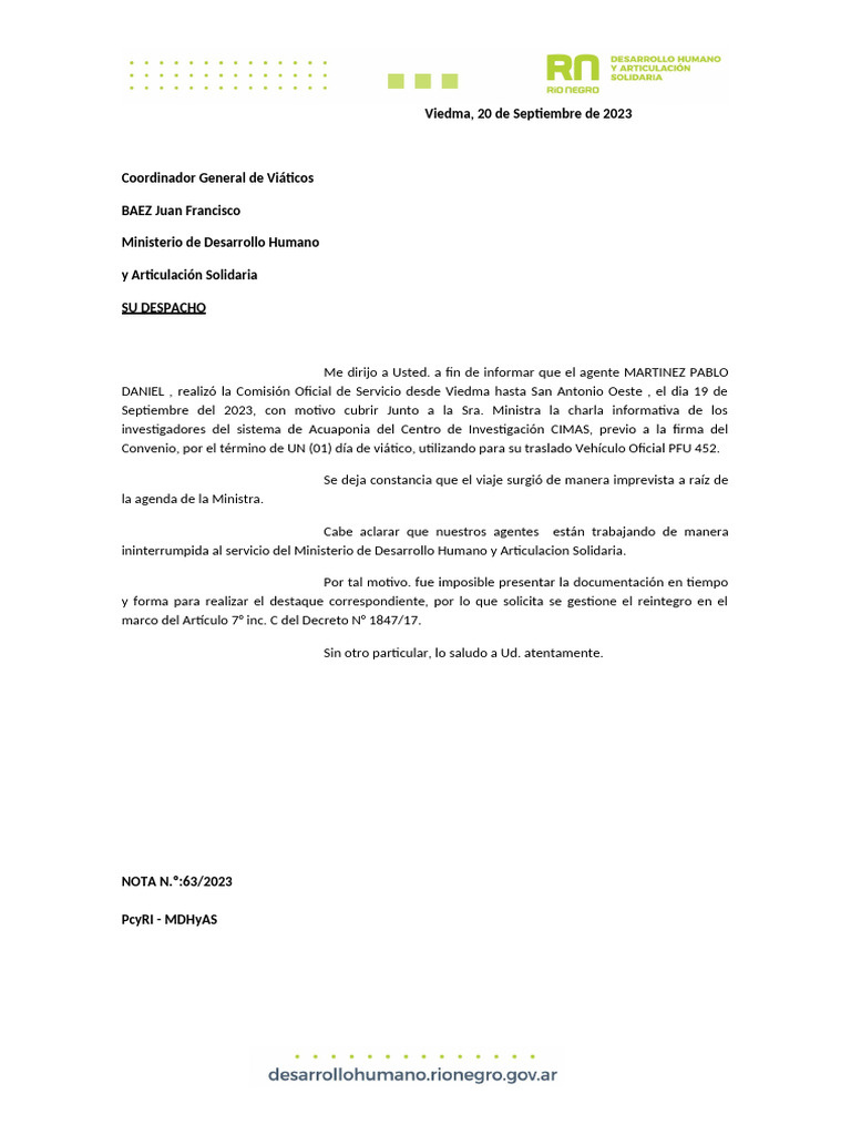 Membrete Ministerio 2023 | PDF