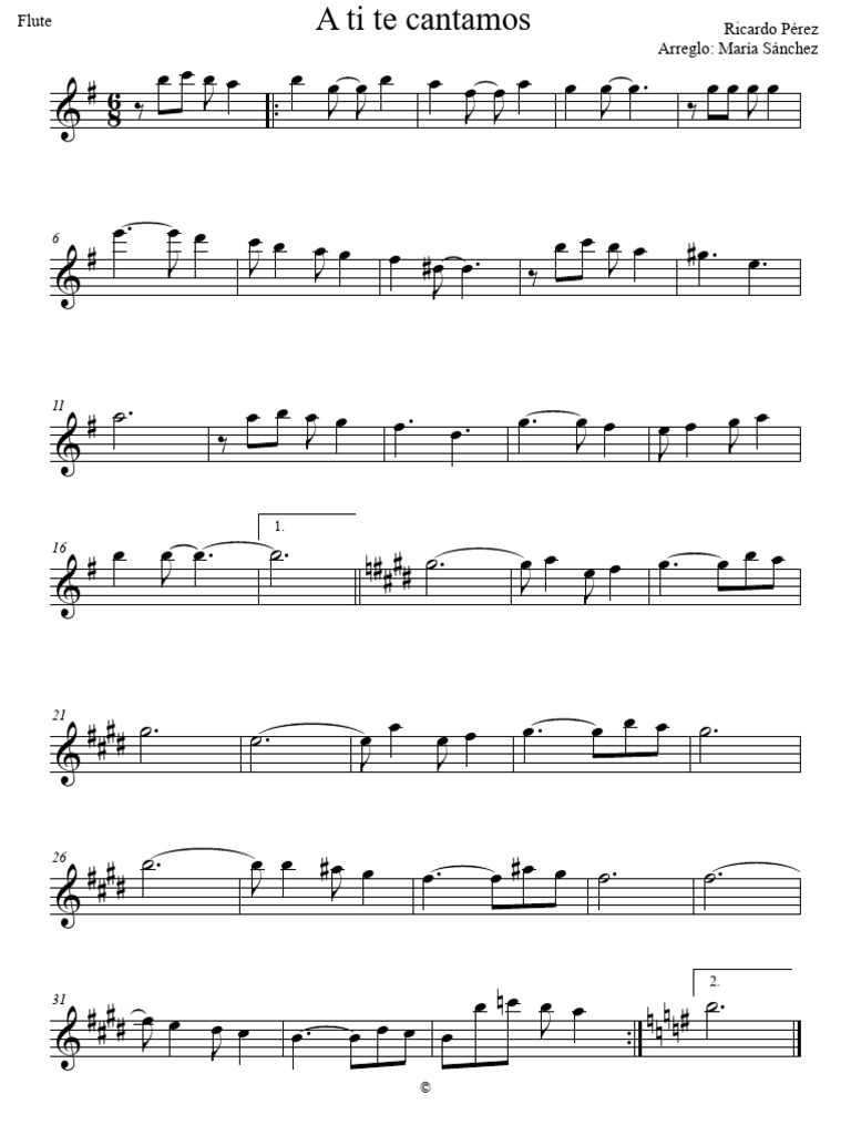 A Ti Te Cantamos Flute | PDF