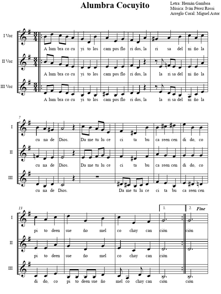 Letra de Alumbra Cocuyito | PDF