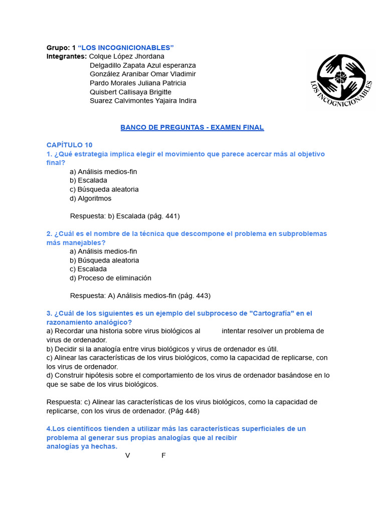 Banco de Preguntas Examen Final | PDF | Palabra | Gramática