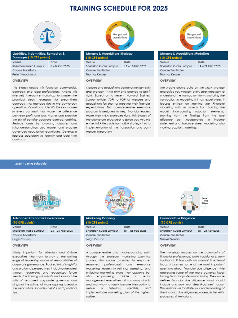 Training Calendar - 2025 - 01 | PDF | Mergers And Acquisitions ...