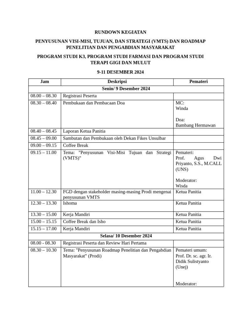 Rundown Kegiatan | PDF