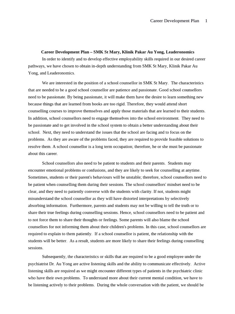 Career Development Plan | PDF | Communication | Thought