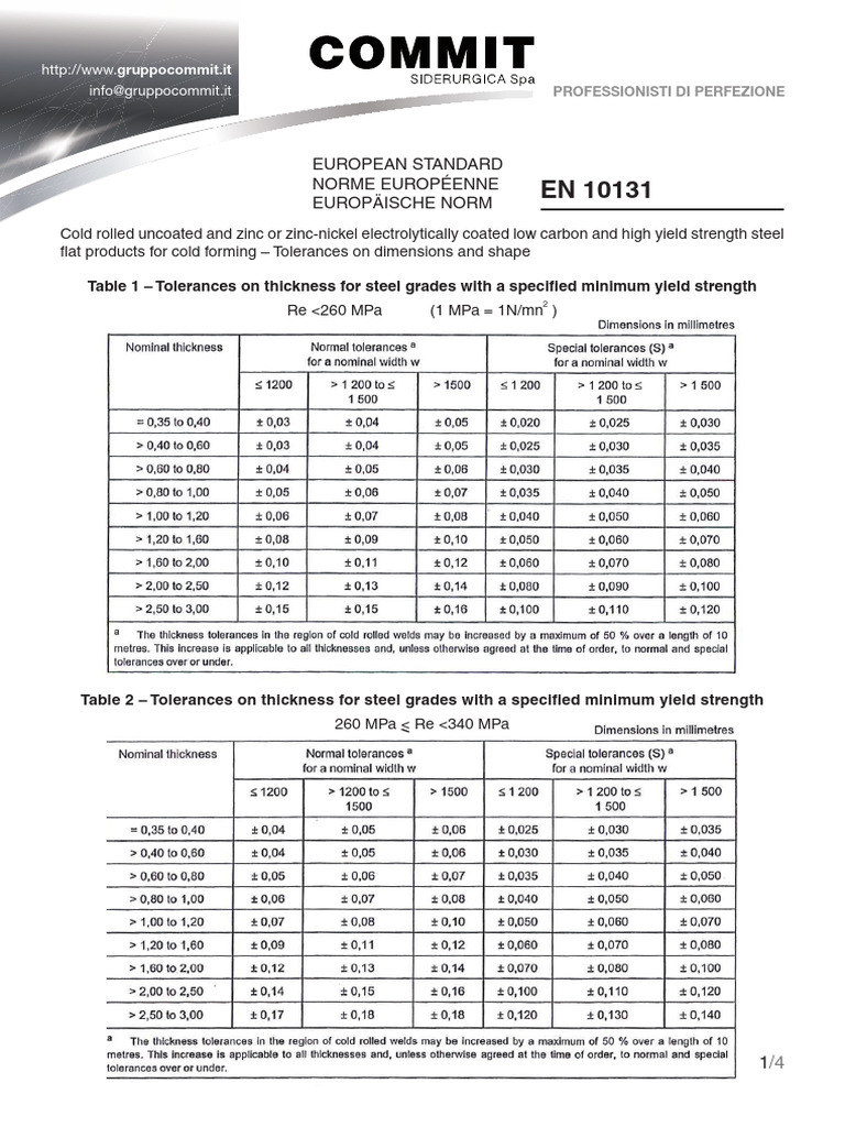 EN 10131 Tolleranze-Dimensionali5 | PDF | Engineering Tolerance | Length
