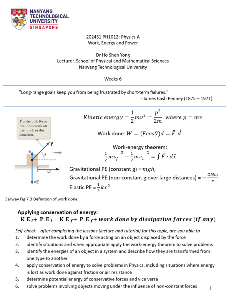 Work, Energy, and Motion Analysis | PDF | Force | Applied And Interdisciplinary Physics