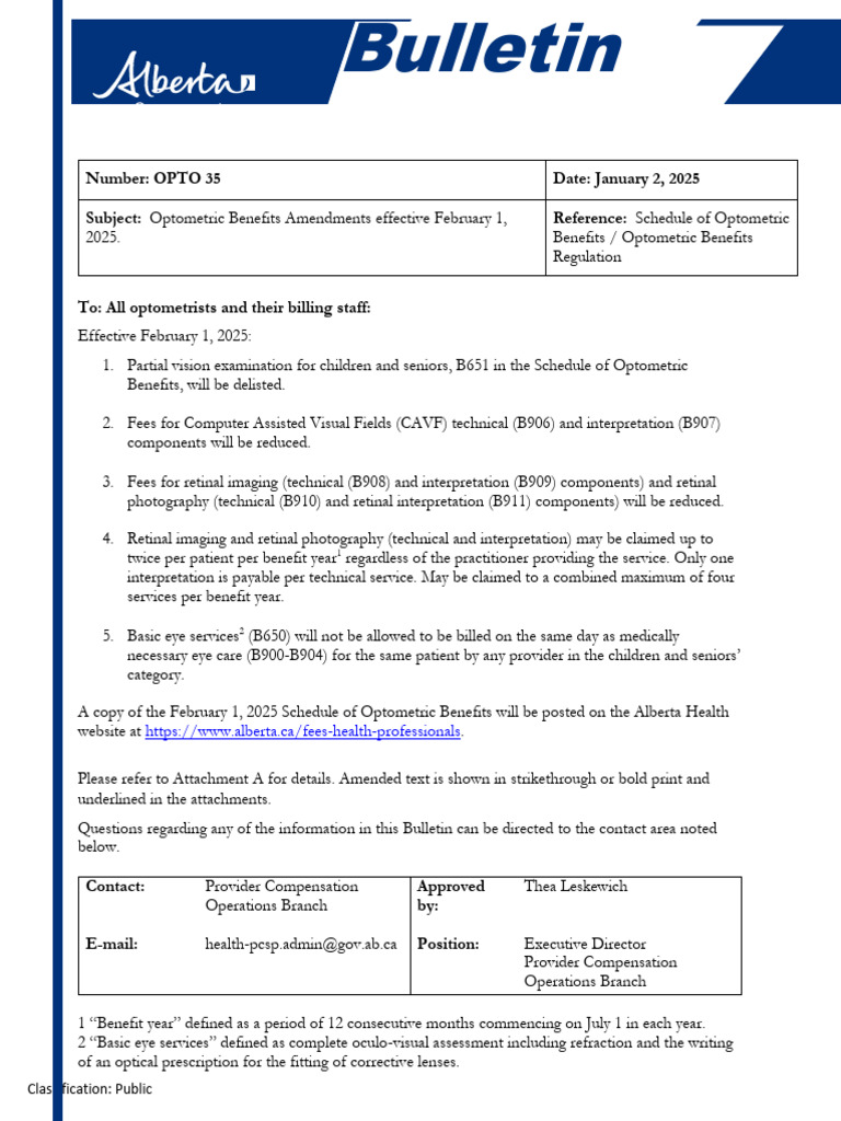 Health Ahcip Bulletin Opto 35 Opto Benefits Amendment | PDF | Optometry ...