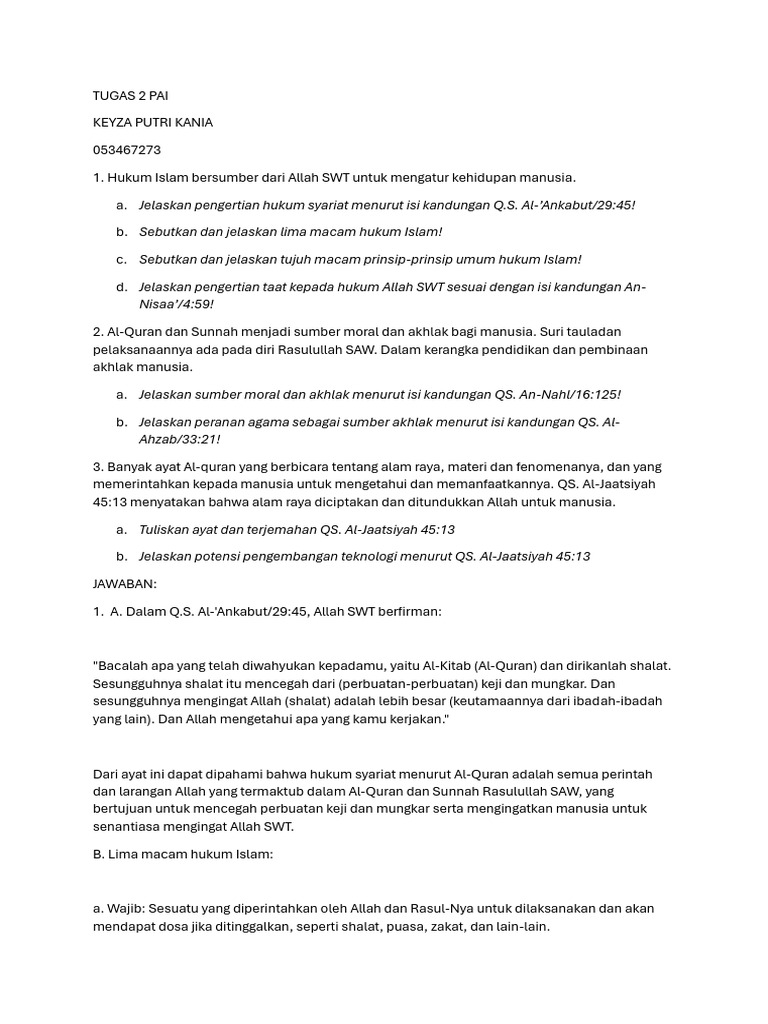 TUGAS 2 PAI KEYZA | PDF