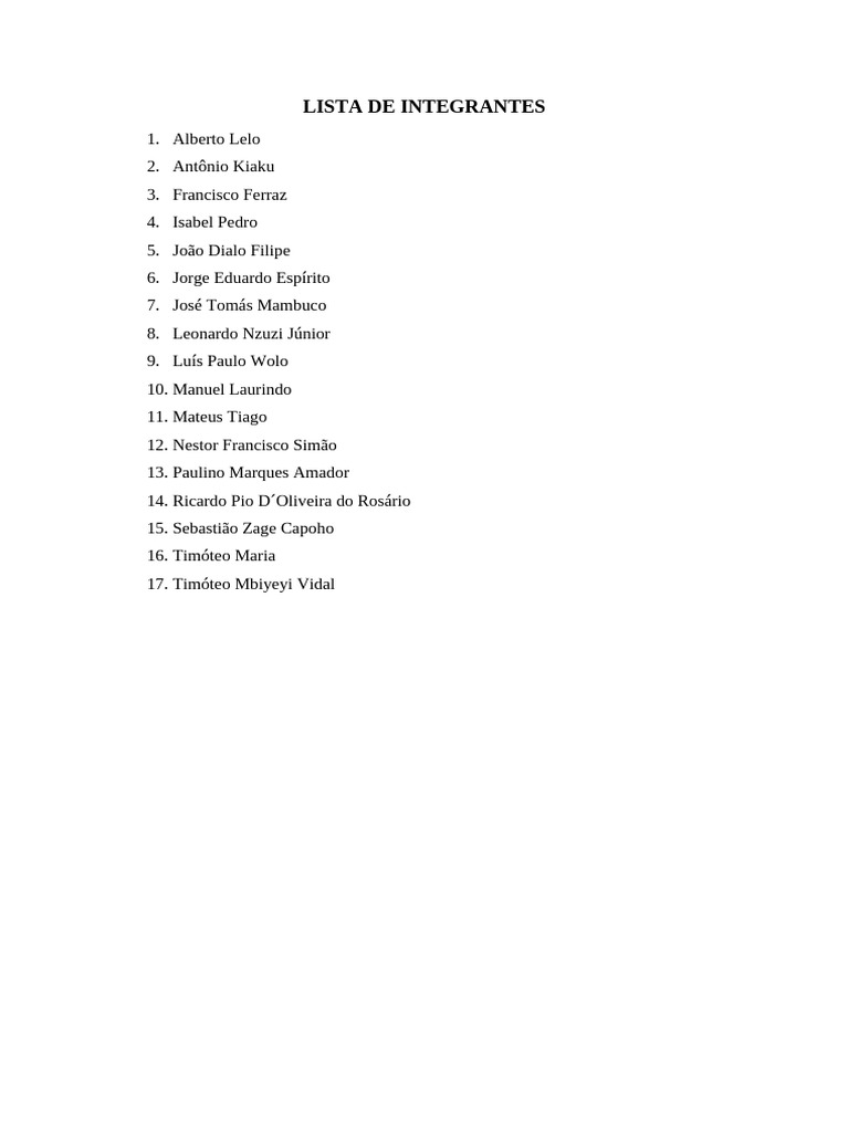Lista de Integrantes | PDF