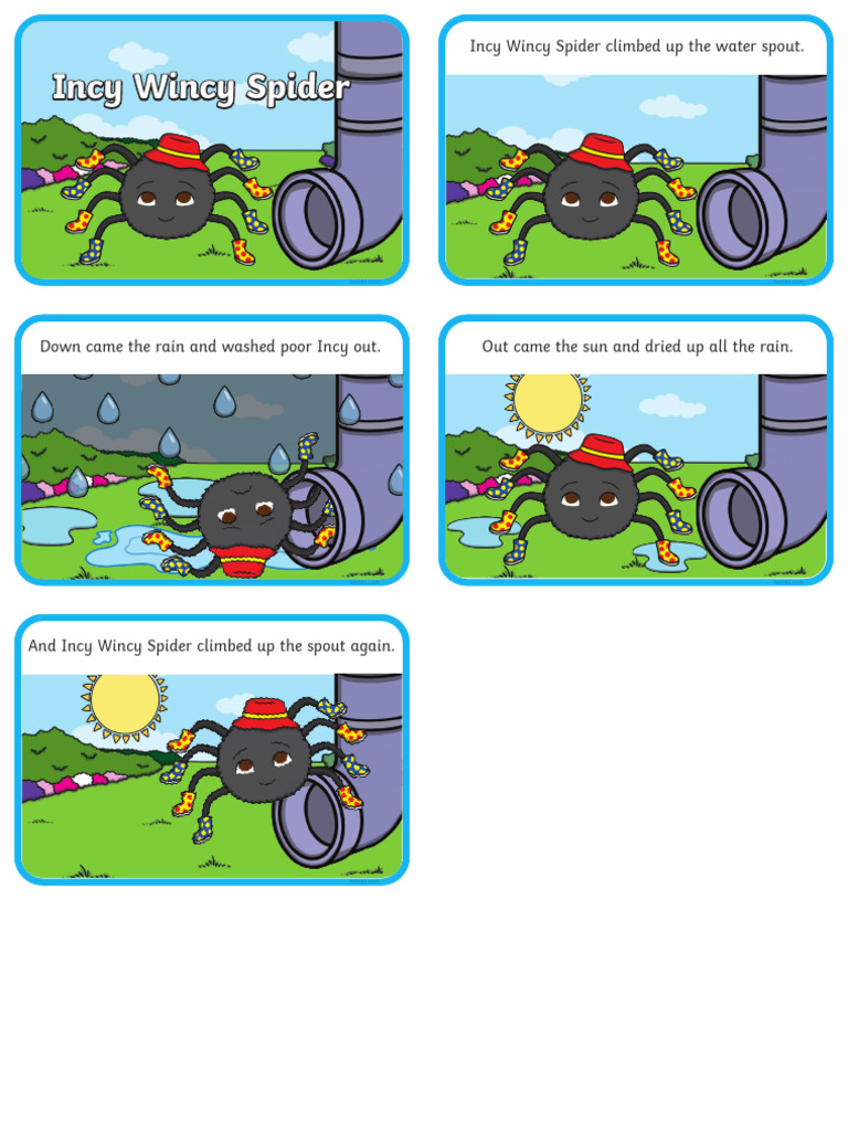 RHYMES Incy Wincy Spider Sequencing Activity 4 Per Page - Ver - 3 | PDF