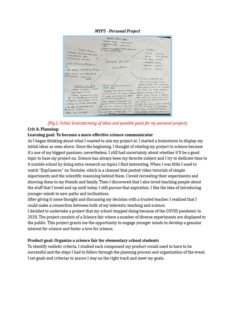 Full - Report - Personal Project MYP | PDF | Science | Learning