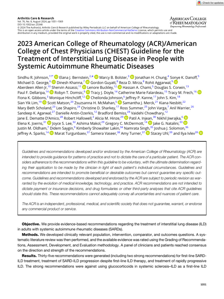 2023 American College of Rheumatology (ACR) AmericanCollege of Chest ...