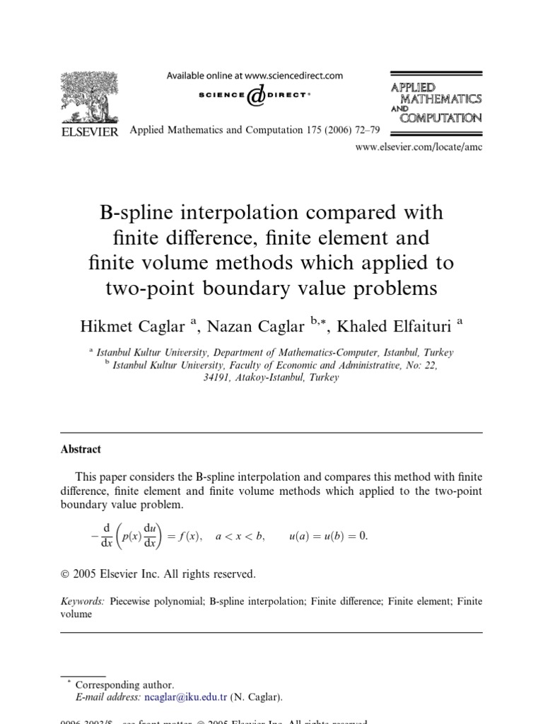 B Spline Interpolation Compared With Finite Difference Pdf Interpolation Spline Mathematics