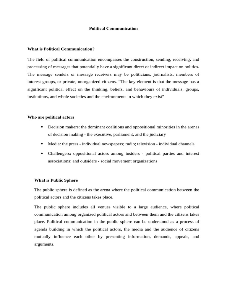 What Is Political Communication | PDF | Public Sphere | Political ...