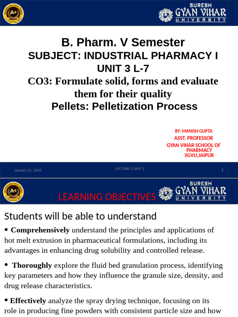Pelletization Process in Pharmacy | PDF | Extrusion | Industrial Processes