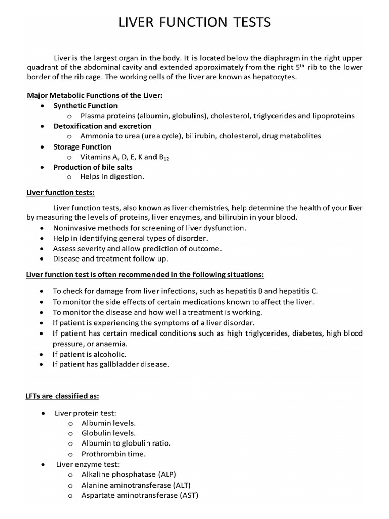 Liver Function Test | PDF