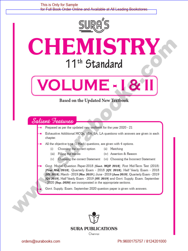 Suras 11thstd Chemistry Sample em 2021 22 | PDF | Mole (Unit) | Redox