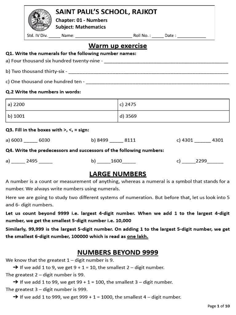 Maths Ch - 1 Numbers | PDF | Mathematics | Numbers